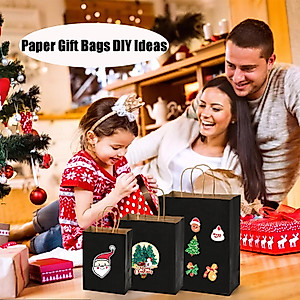 Nicunom 90 Pack Black Kraft Paper Bags, 6x3x8/8x4x10/10x5x13 Bulk Shopping Bag Craft Bags Thick Party Favor Bag with Handle for Wedding Birthday Halloween Father's Day Mother' Day Christmas Anniversary