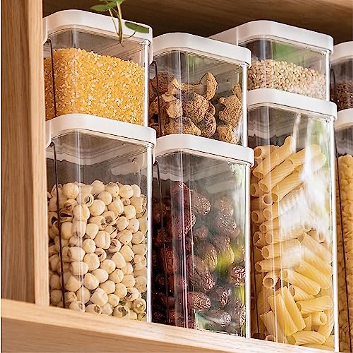 2 Pack Square Food Container Set with Lid, 0.7L Medium Pantry Airtight Storage Containers for Kitchen, BPA-Free Thick Plastic Canisters for Grains, Candies, Snacks, Cookies Container (700ml/23oz)