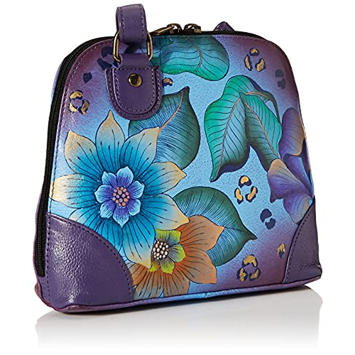 Anna by Anuschka Women's Hand Painted Leather Small Multi Compartment Zip-Around Organizer, Tropical Safari