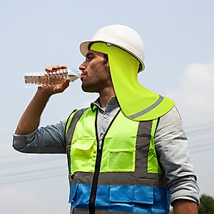 4 Pieces Sun Shade Hat Neck Shade Sun Shade Hat Cooling Skull Cap (Fluorescent Yellow)