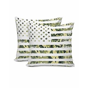 applebless Set of 2 Throw Pillow Covers Square for Home Decor, Camo 18x18 Inch Cotton Reversible Pillow Case Sofa Soft Cushion Cases for Bedroom Couch Bed Car Chair