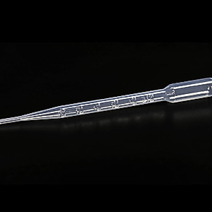 ULAB Sterile Transfer Pipettes, Essential Oils Pipettes Vol. 7ml, 3ml Graduated, 0.5ml Graduation Interval, 155mm Long, Low-Density Polyethylene Material, Individual Peel-Pack, Pack of 100, UTP1014