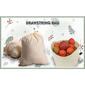 Linen Clubs GFI 100% Cotton 8- by 10-Inch Muslin Bags with Lock and cotton Drawstring, 12-Pack