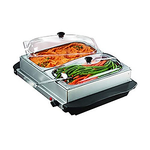 Brentwood 3-Quart 2 Pan Buffet Server and Warming Tray, Brushed Stainless Steel