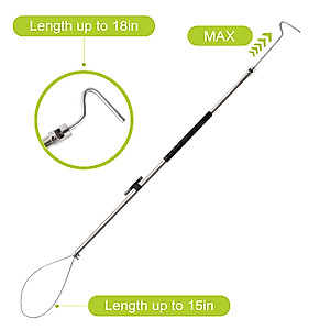 Dog Catcher Pole Animal Catch Pole Control Tool Trap Kit for Dogs, Pig, Fox, Hog and Other Wildlife Catching - 52inch with Flashlight