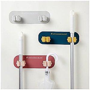 celestite 6 Racks Broom Holder Wall Mount Self Adhesive, Mop and Broom Holder for Home Kitchen Organization and Storage