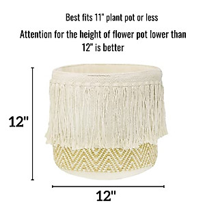 Heavenera 12 inch Round Cotton Storage Baskets Herringbone Bohemian Cotton Storage Baskets Collapsible Nursery Baskets Hand Woven Boho Baskets as Planters Storage (12inch, Zigzag,Beige)