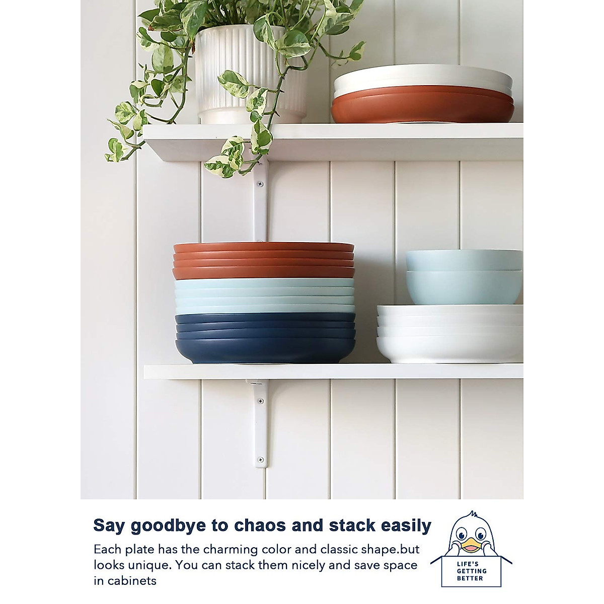 LE TAUCI Dinner Plate 9 inch, Ceramic Salad plate sets for Pasta, Risotto, Fluffiest, Pancakes, Dishwasher Microwave Oven Safe, set of 4, Sky blue