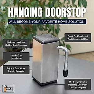 Hanging Doorstop Silver Hanging Door Stopper | Open Doors at 90 Degrees | Heavy Duty, Easy to Install On The Hinge, Durable, Safe for Kids & Pets | Perfect for Office & Home (The Best)