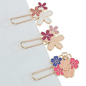 Cherry Blossom Paper Clip FMHXG 3PCS Cute Colorful Elegant Cherry Blossom Shape Design Bookmark for Students Marking Notebook, Books and Scrapbooks, Book Marks with Flower Design, Sakura Paperclip