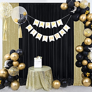 20ft×10ft Black Tulle Backdrop Curtains for Parties 4 Panels 5ft×10ft Dual Layer Black Tulle Drapes for Backdrop Curtains for Baby Party Birthday Wedding Home Decor