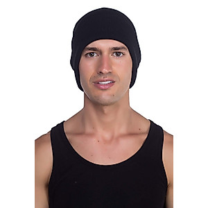 CUFFED PLAIN SKULL BEANIE HAT / CAP | Winter Unisex Knit Hat Toboggan For Men & Women | Unique & Timeless Clothing Accessories By Top Leve, Black
