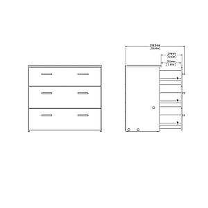 Tvilum Space 3 Drawer Chest, Oak Structure, White