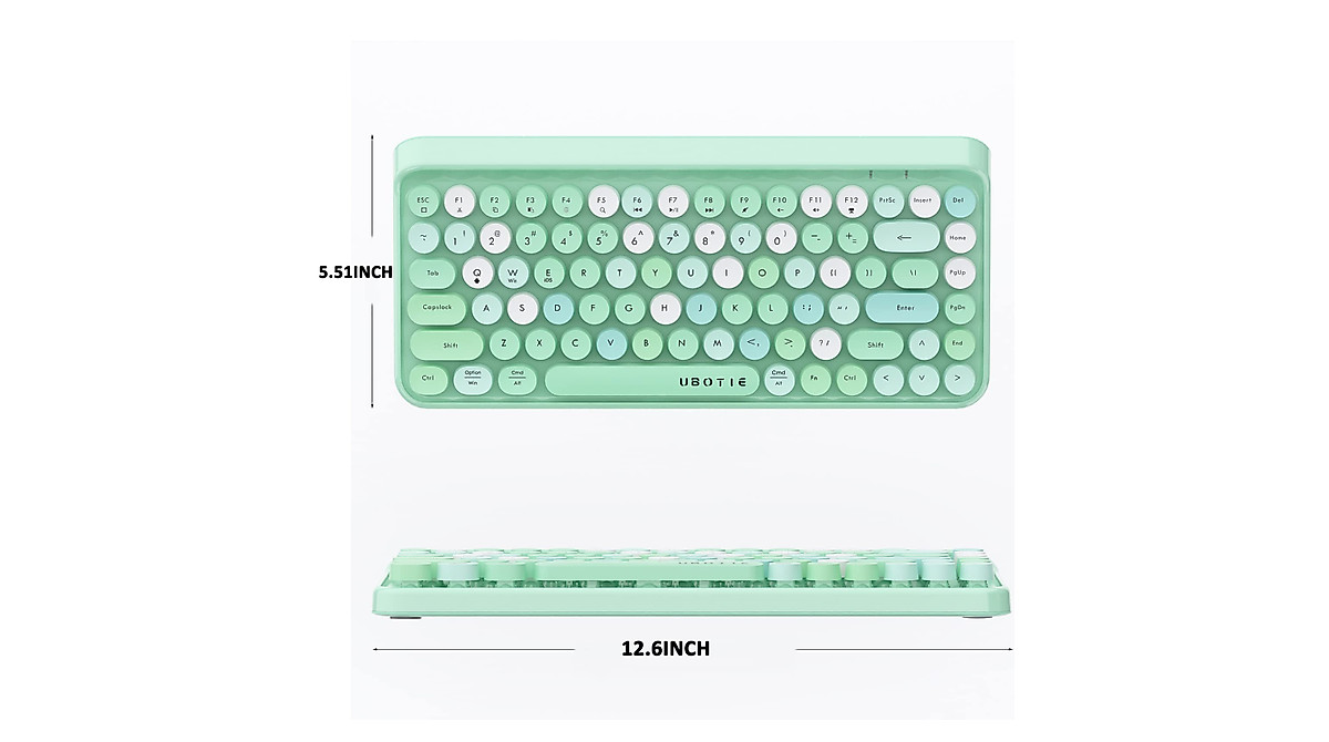 UBOTIE Colorful Bluetooth Retro Typewriter Keyboard