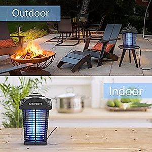 BANPESTT Bug Zapper Outdoor/Indoor with Dusk-to-Dawn Light Sensor, IPX4 Waterproof Fly Zapper, Electric Mosquito Zapper, Insect Trap, Mosquito Killer, 90-130V (Black)