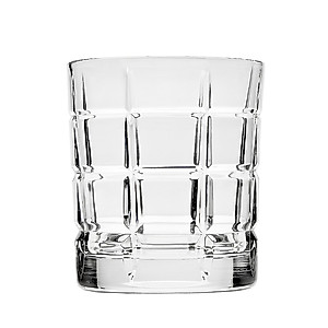 Godinger Plaid Double Old Fashioned Glasses, Set of 4, Silver