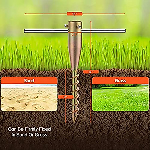 FactionGarden Beach Umbrella Anchor, 17 Inches Heavy Duty Metal No Dig Ground Anchor Post Umbrella Holder Ground Screw Anchors