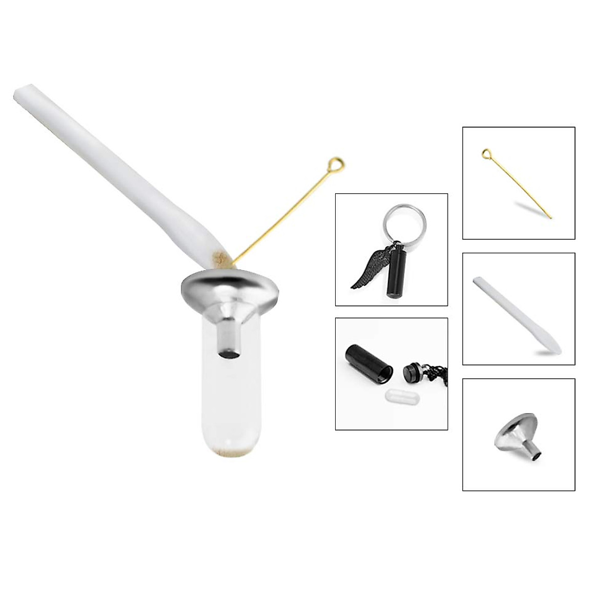 XIUDA Urn Necklace for Ashes with Angel Wing Cremation Jewelry for Ashes Cylinder Pendant Necklaces for Ashes(Black)