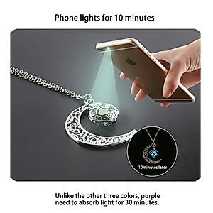 Fineder 4 Colors Luminous Series Moon Love Heart Pendant Necklace Fluorescent Necklace, Glow in the Dark Necklace