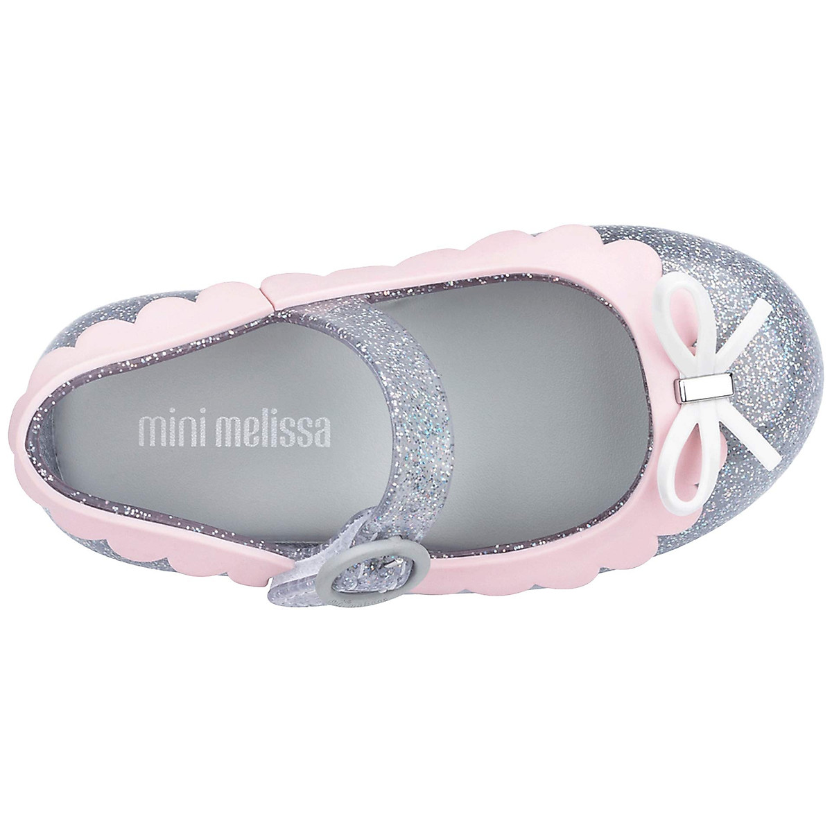 mini melissa Girl's Sweet Love II BB (Toddler/Little Kid) Silver Glitter 6 Toddler M