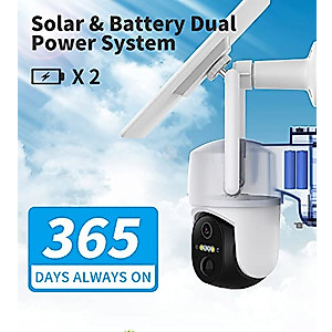 Ankway Solar Security Camera, 2K Wireless Outdoor Cameras with Smart App, Color Night Vision, 360° PTZ WiFi Camera for Video Surveillance, IP65, AI Detection, 2-Way Talk, 3.5W Solar Powered Panel