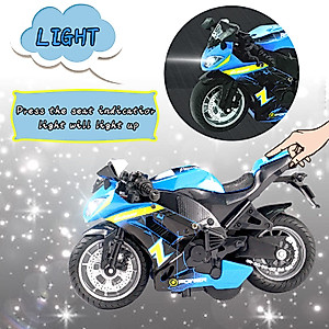 Toy Motorcycles, Diecast Motorcycle Toy with Music Lighting,Toy Motorcycle for Kids 3-5,Toy Motorcycles for Boys(Blue)