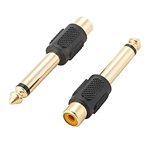 RCA to 1/4 Adapter, RCA Female to TS 6.35mm Mono Male Converter Audio Connector Plug Gold Plated for Mixer, Amp, Subwoofer (6-Pack)