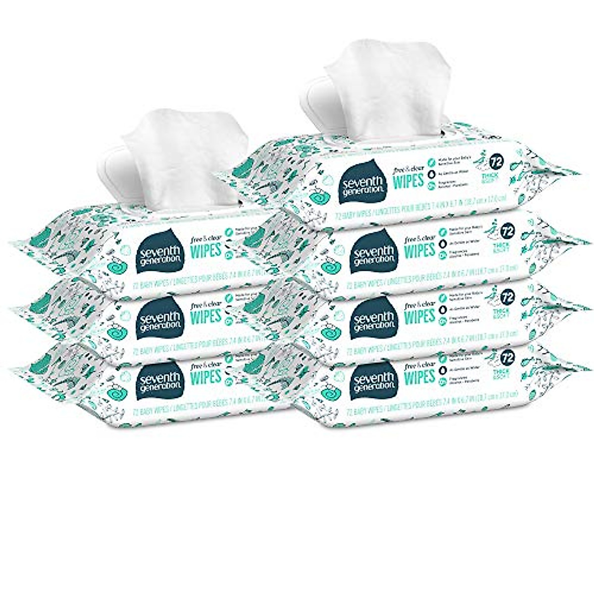 Seventh Generation Baby Wipes with Snap Seal Sensitive Protection Diaper Wipes 504 Count