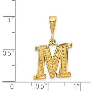 Solid 14k Yellow Gold Initial M Charm Pendant