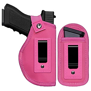 PODFAN Universal Gun Holsters for Men/Women,IWB 9mm Pistols Holster Right Left Handed,Concealed Carry,Fits S&W M&P Shield Glock 9/40 P320 17 19 26 27 42 43,Similar Handguns (Pink-Right Hand)