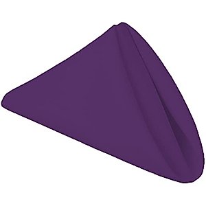 PLOYMONO Purple Heavy Duty Cloth Napkins - 17 x 17 Inch Solid Washable Polyester Dinner Napkins - Set of 8 Napkins with Hemmed Edges - Great for Weddings, Parties, Banquets Dinner & More