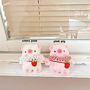 Cute Unique Creative Stylish Furry Cartoon Handmade Fur White Pig Piggy Knit Animal Plush Case Compatible with Airpods2 Aiprods Girlilsh Strawberry Headphone Stuffed Cover for Girls Women Best Gift