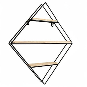 InPlace Barnwood/Metal Diamond Wire Shelf, 3.98" D x16.26 W x 19.83" H