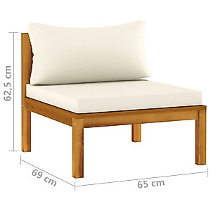 FAMIROSA 7 Piece Patio Lounge Set with Cream Cushion Solid Acacia Wood - 174.82 lbs