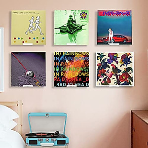 6 Adhesive Vinyl Record Holder, Strong Hold Album Record Wall Mount, Minimalist Vinyl Album Display Shelf for Wall Collection in Home Office - Clear