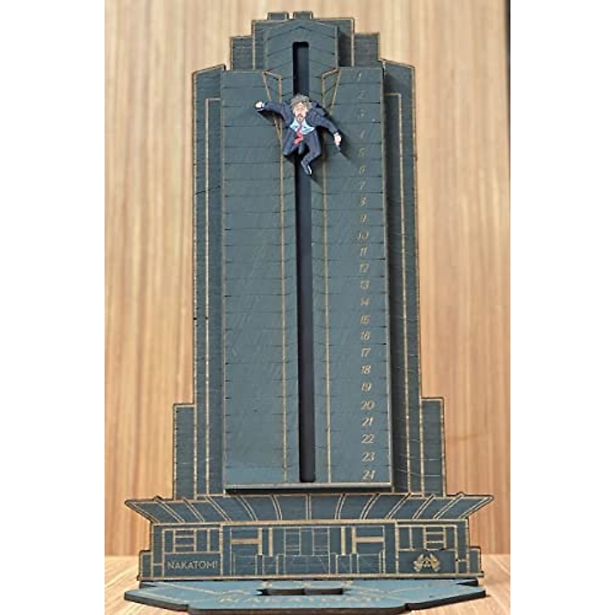 Deadly Wooden Advent Calendar for Christmas Countdown, Hans Gruber Dropped Nakatomi Plaza (Large)