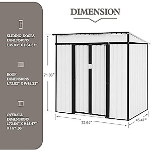 SOLAURA 6'x4' Outdoor Vented Storage Shed Garden Backyard Tool Steel Cabin (White)