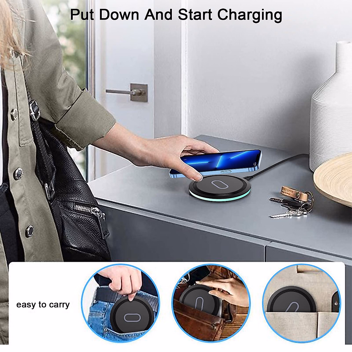 Wireless Charging Station for Google Pixel 8 Pro 7A 7 Pro 6 Pro 5, 15W Wireless Charger Fast Charging Pad with Adapter for Samsung Galaxy S24 S23 Ultra S22 S21 FE S20 Z Flip 5 Fold 5, Moto Edge 40 Pro