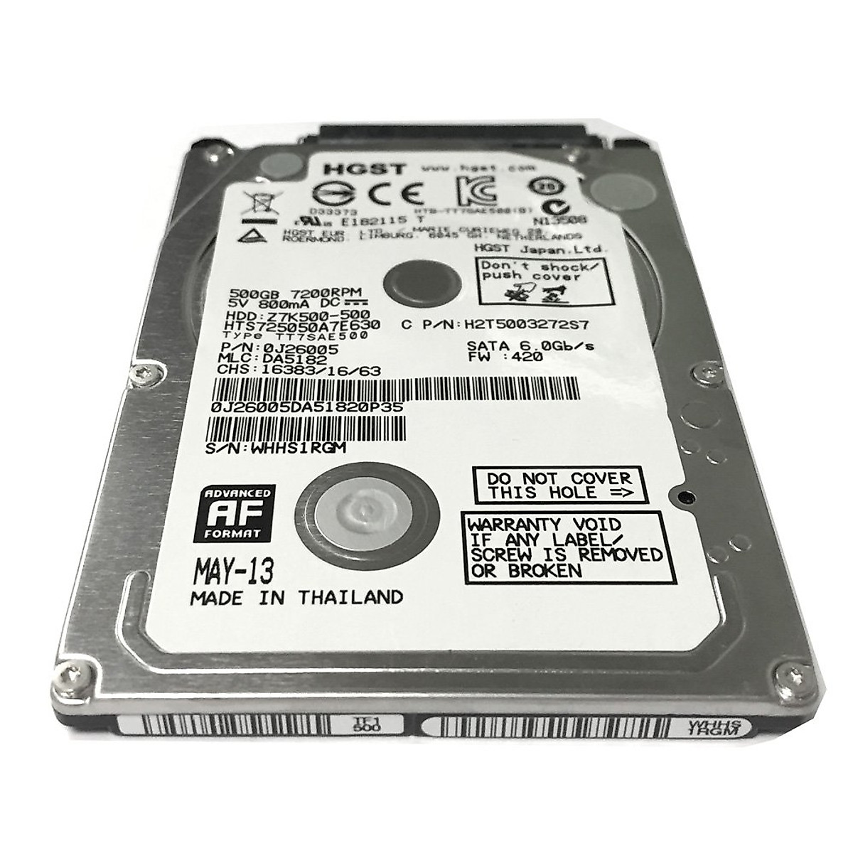 HGST Travelstar 2.5-Inch 500GB 7200RPM SATA III 32MB Cache SATA 6Gbps Internal Bare or OEM Drives (HTS725050B7E630)