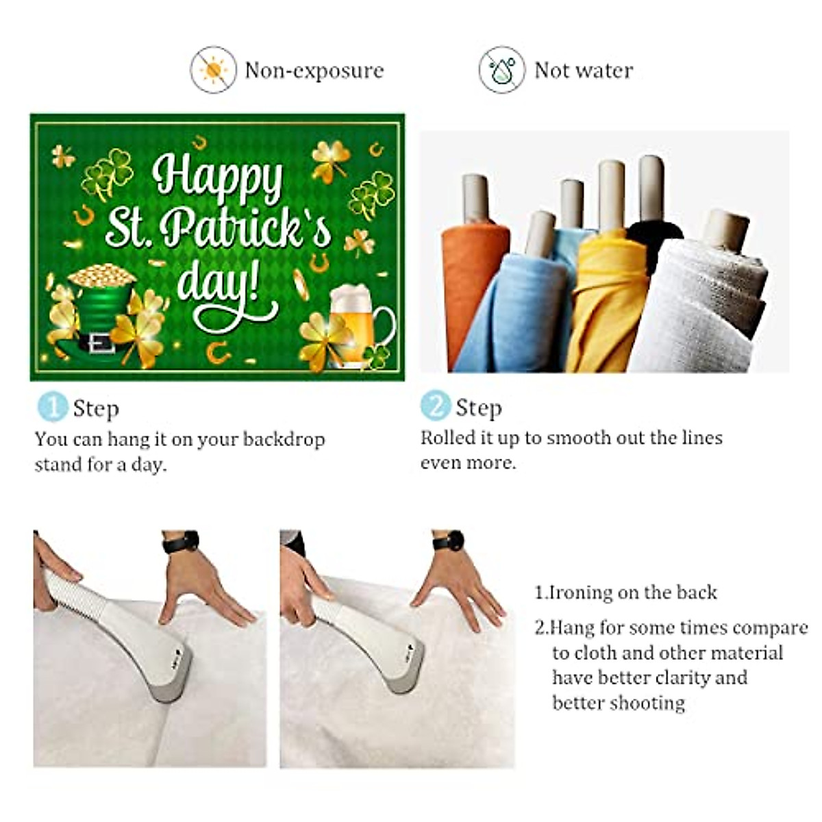 Happy St. Patrick's Day Backdrop Irish Luck Day Green Shamrock Photograpgy Backdrop Gold Coins Pot Photography Background for Children Adults Birthday Party Decor Backdrop (7x5FT: 84x60 inch)