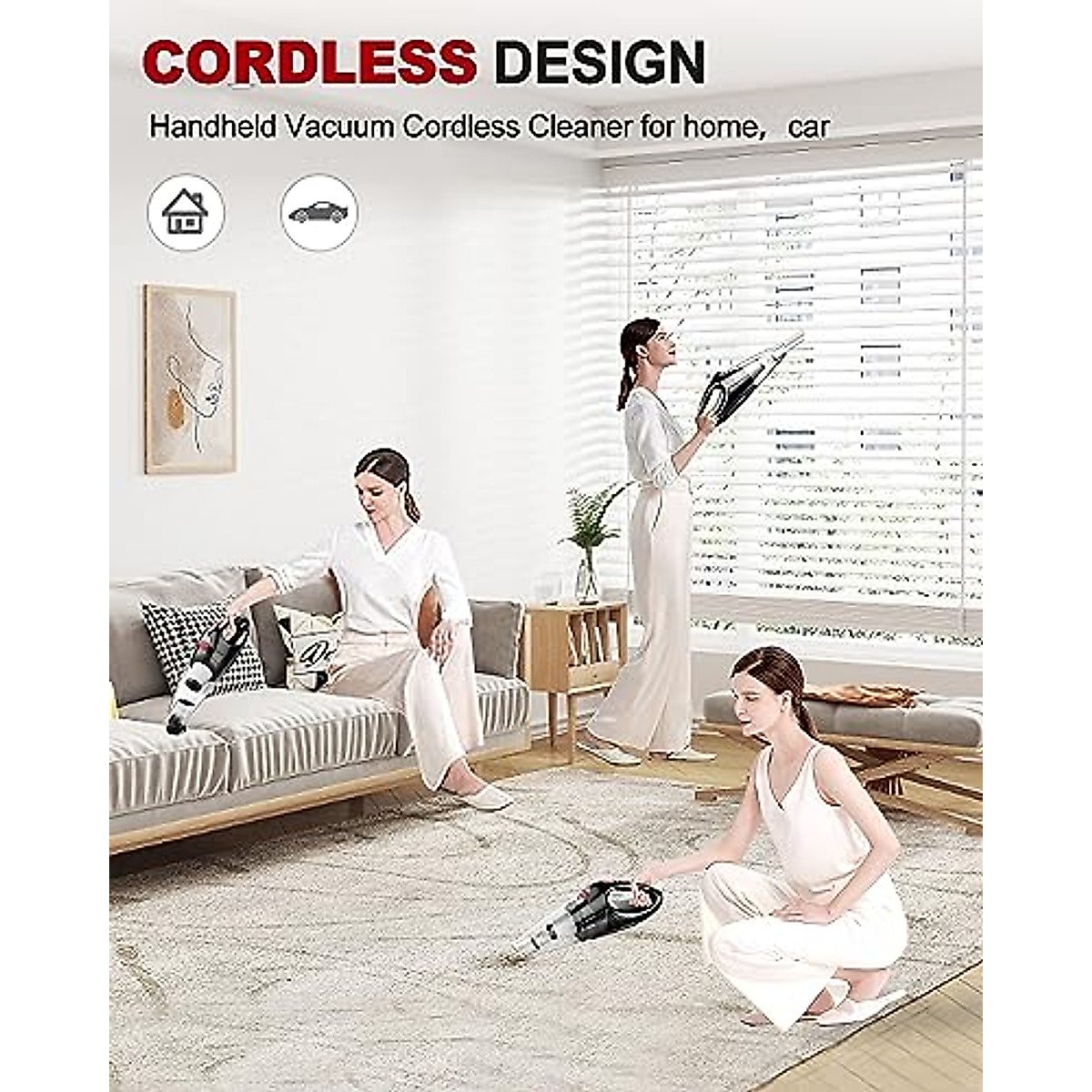 MELOHO Car Vacuum Cleaner High Power, Portable Handheld Vacuum Cordless Rechargeable with Fast Charge Tech, Huge Motor & Large-Capacity Battery, Powerful Wireless Hand Held Vacuum for Pets, Car, Home