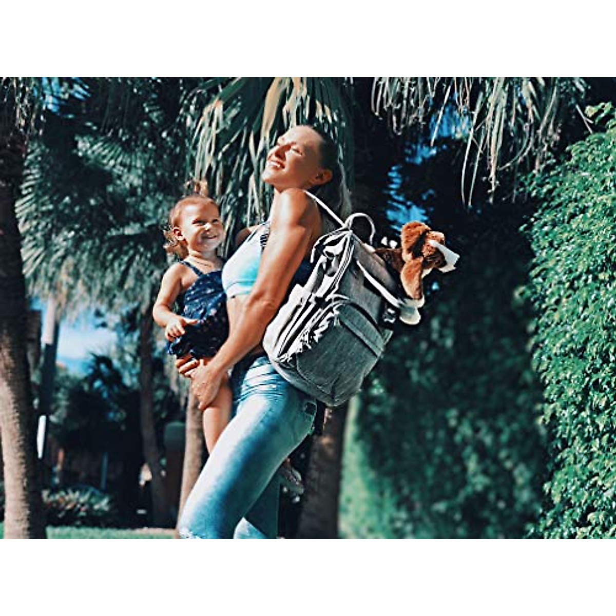 Qipi Diaper Bag - Spacious & Smart Multi-Function Nappy Bag w/ Changing Pad - Deep Blue