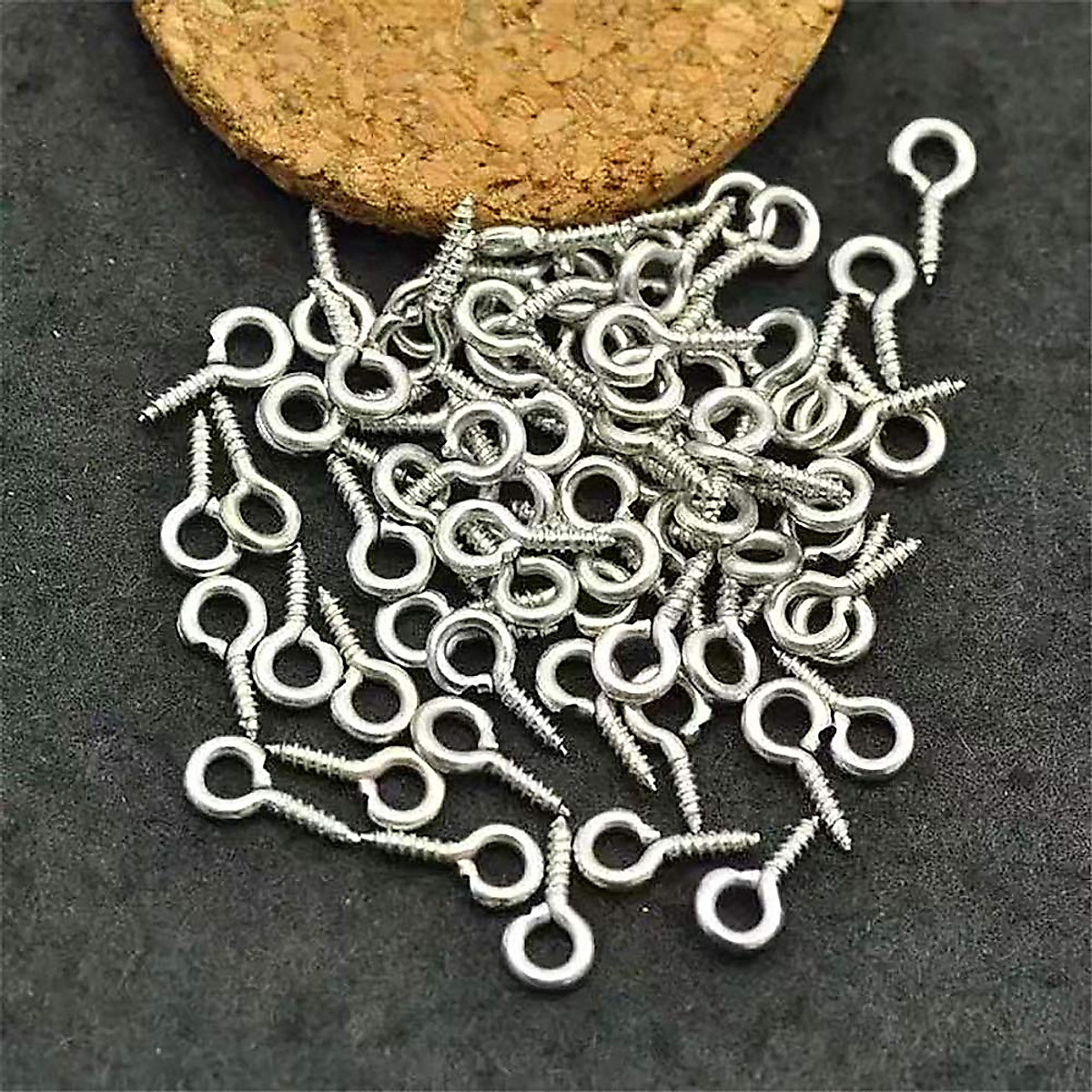 500Pcs Screw Eyes Pins,5 x 10mm Eye Shape Screw Hooks Metal Hoop Peg Small Screw Screw-in Eye Bolts for Workplace Office/DIY Jewelry Making/Art Findings Resin(Sliver)