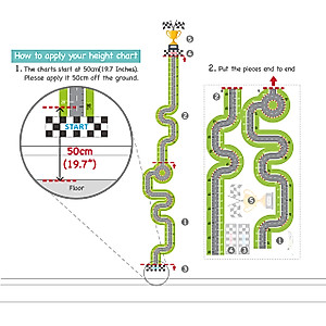 DECOWALL DA-1911 Racing Track Height Growth Chart Kids Wall Stickers Wall Decals Peel and Stick Removable Wall Stickers for Kids Nursery Bedroom Living Room d?cor