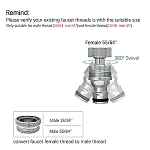 G-Sunny Quick-Connect Sink Faucet Sprayer Kit,Sink Hose Sprayer attachment,Detachable Metal Adapter With Hand Shower,Hair Washing,Pet Dog Rinse,for Bathroom/Kitchen (Three-Function Sprayer)