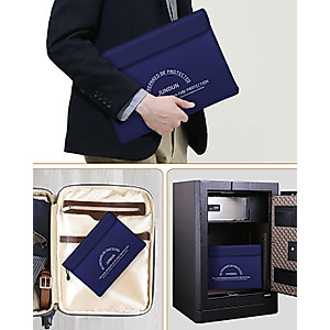 Fireproof Document Bag with 5200℉ Heat Insulated,14.0”x10.4” Waterproof and Fireproof Money Bag,8 Layers Thickened Fire Safe Storage Bag Pouch with Zipper for Document,Money and Cash,Blue