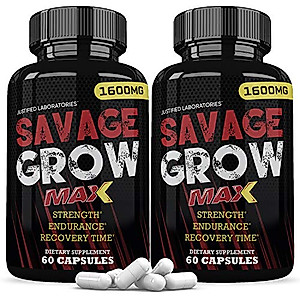 (2 Pack) Savage Grow Max 1600MG All Natural Advanced Men's Heath Formula 120 Capsules