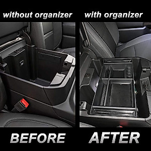 JKCOVER Center Console Organizer Tray Compatible with (2019-2023 2024) Chevy Silverado 1500/GMC Sierra 1500 and 2020-2024 Silverado/Sierra 2500/3500 HD - Full Console w/Bucket Seats ONLY，Black trim