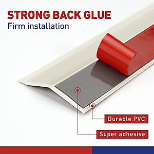 FOSLUOC Garage Door Seal Top and Sides Seal Strip Beige 34.4FT Rubber Weather Stripping Replacement Soft and Hard Composite, Weatherproofing Universal Sealing (Beige)