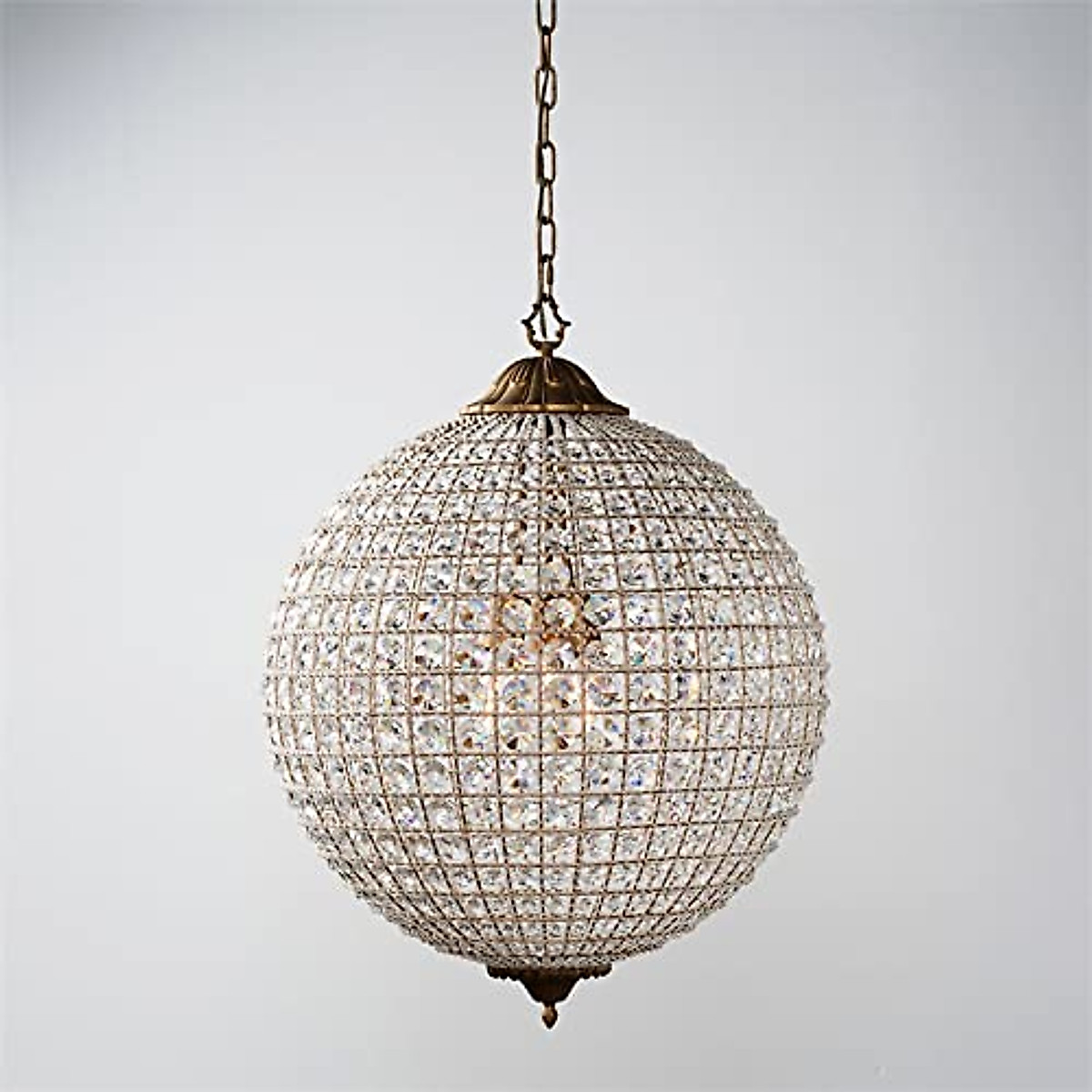 BOWERY HILL 3-Light Iron and Crystal Large Chandelier in Brass/Clear